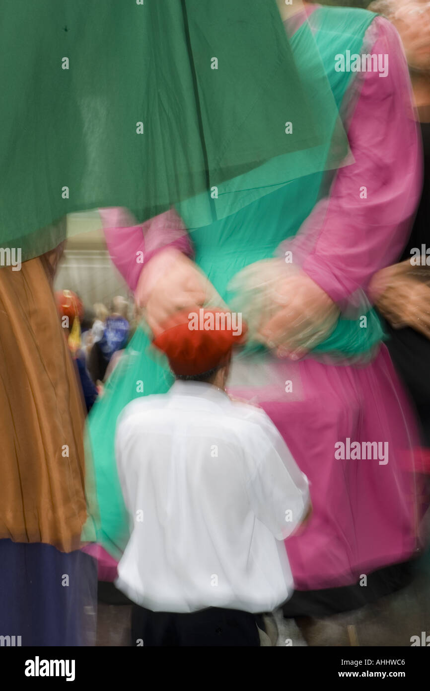Band member wearing traditional Basque red beret Bilbao Spain Stock ...