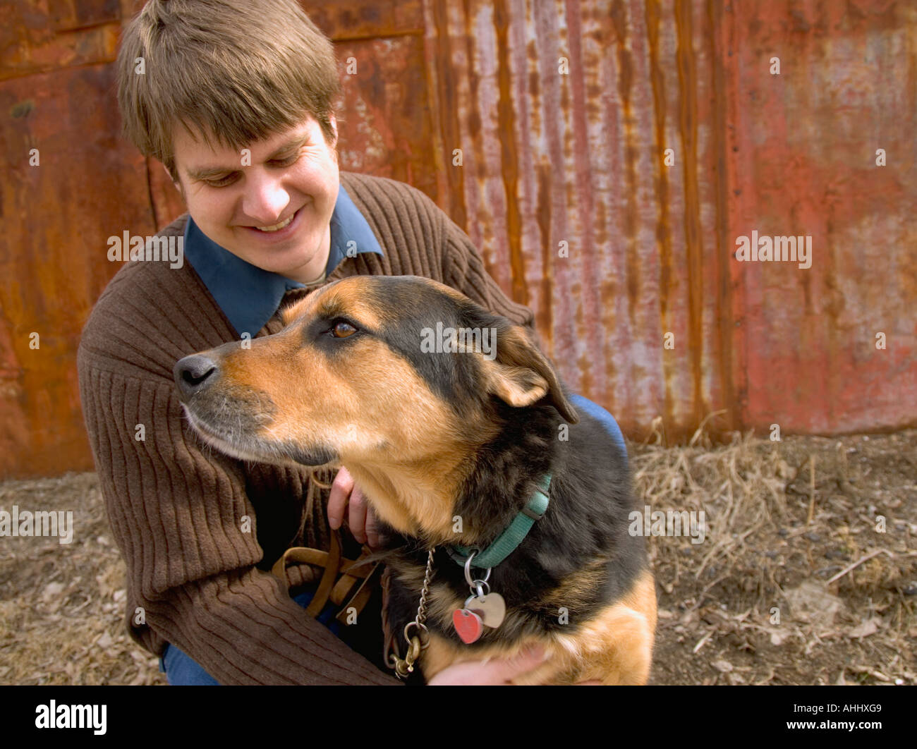 Man and dog Stock Photo - Alamy