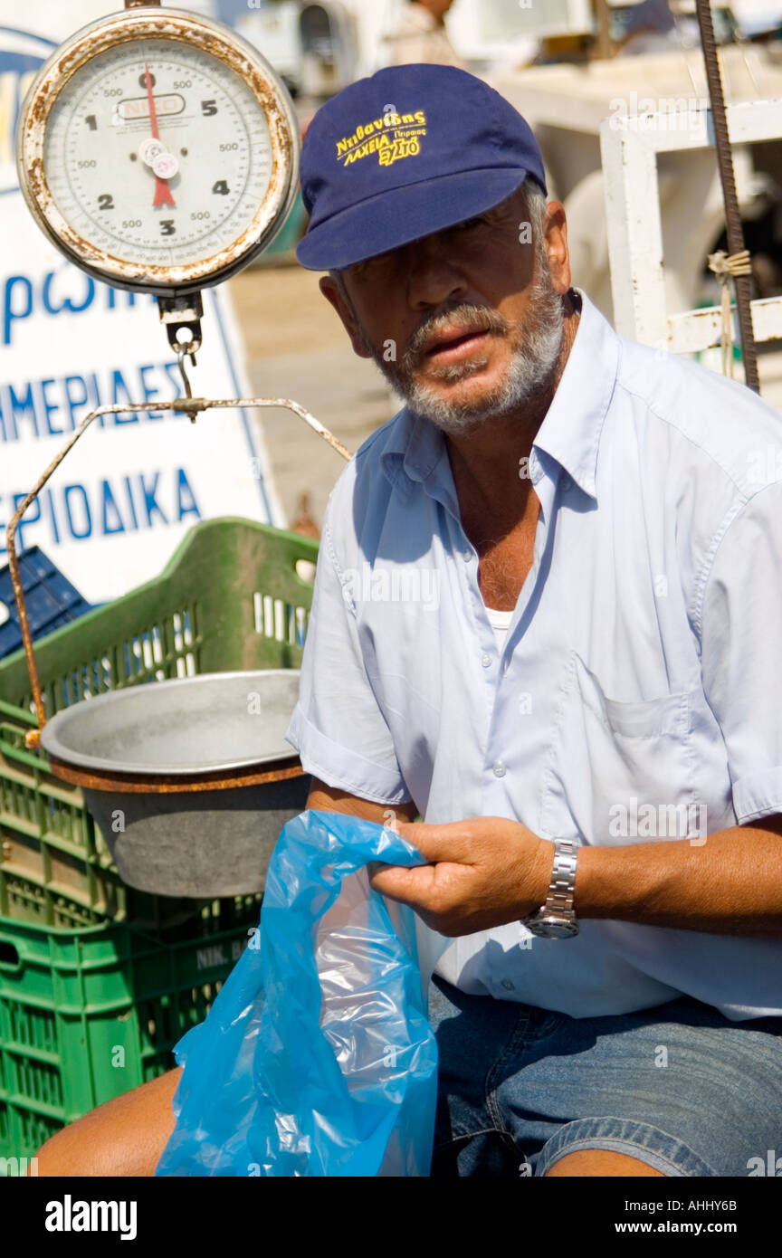 Local greek man in the market Mykonos Town Mykonos The Cyclades Greek ...