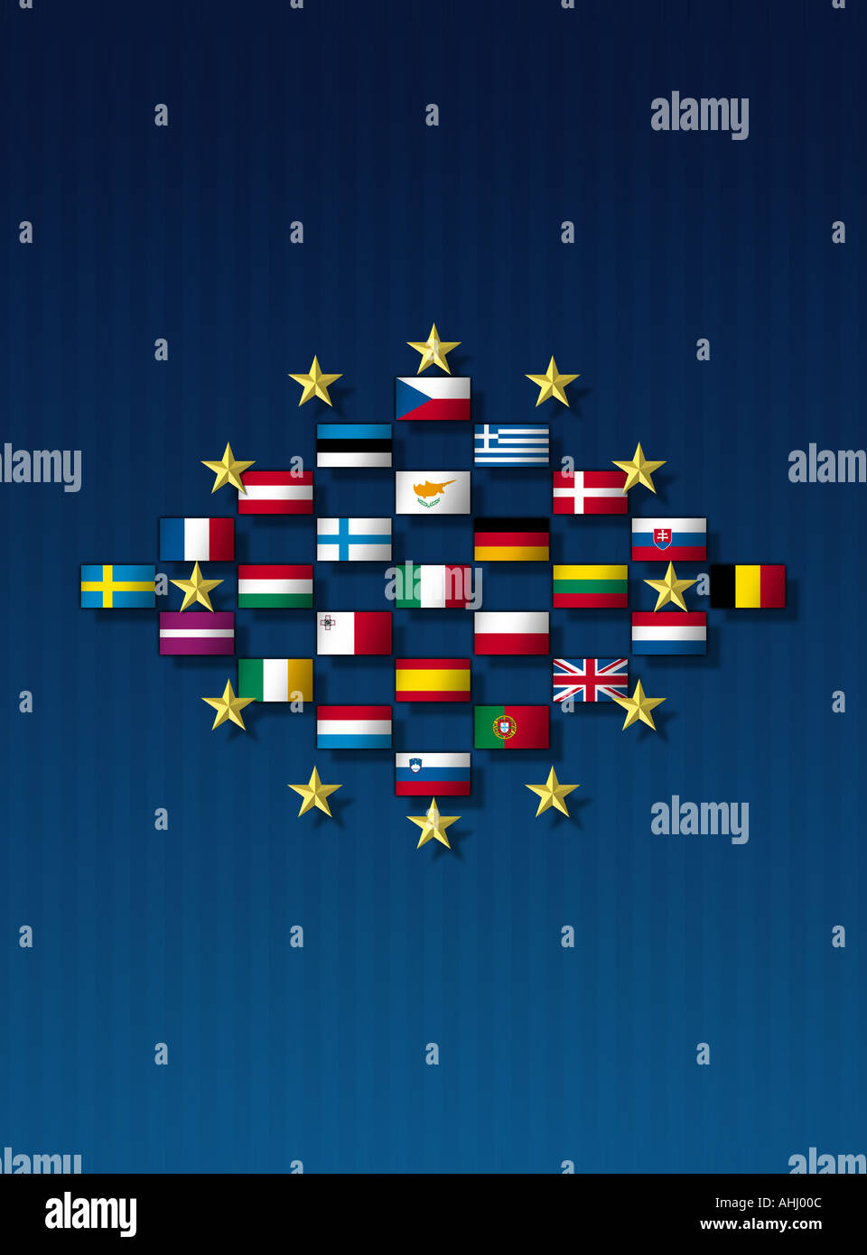 Colorful vertical layout of the flags of the European Union member ...