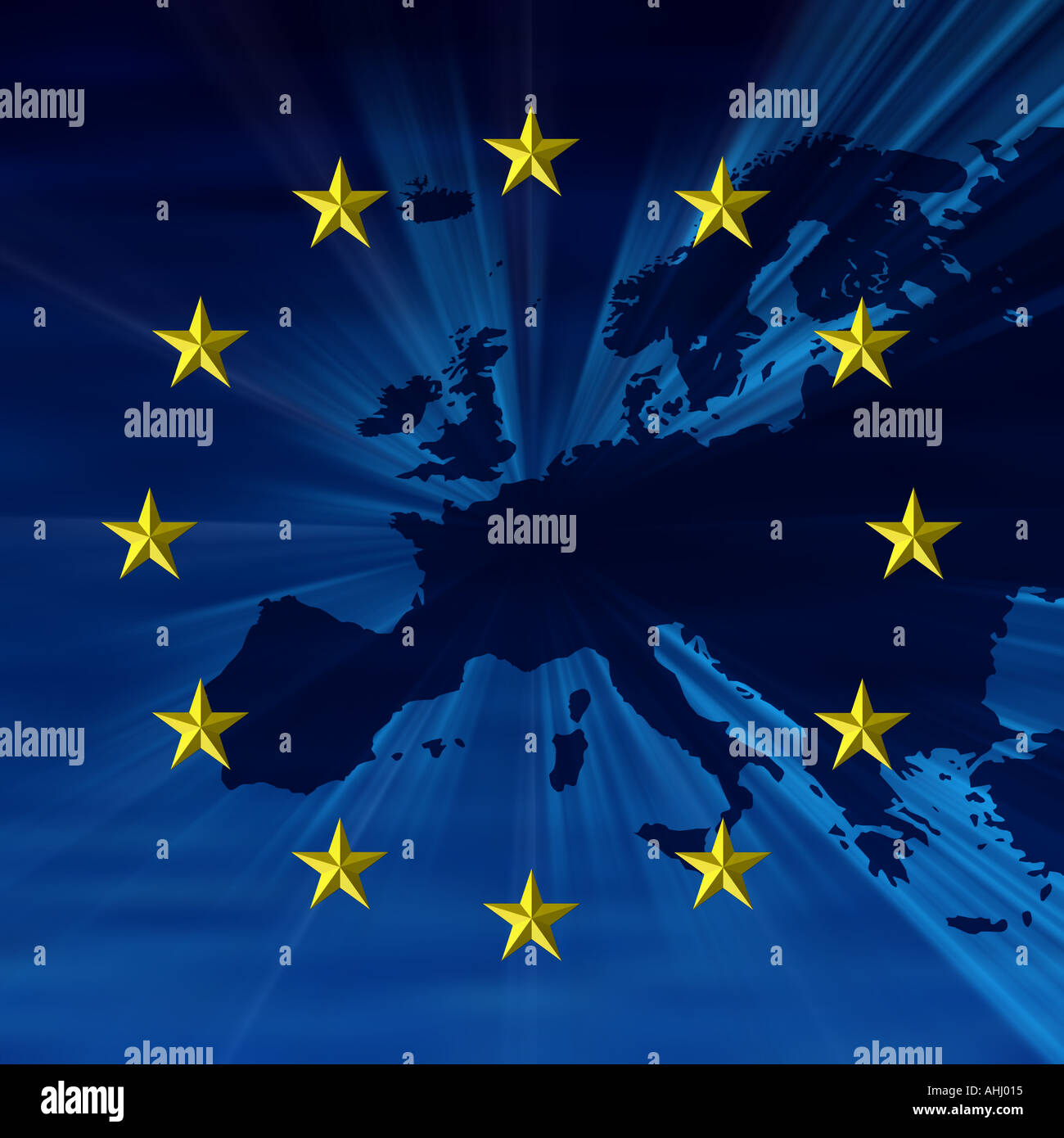 Dramatically silhouetted map of Europe with the glorious Circle of ...