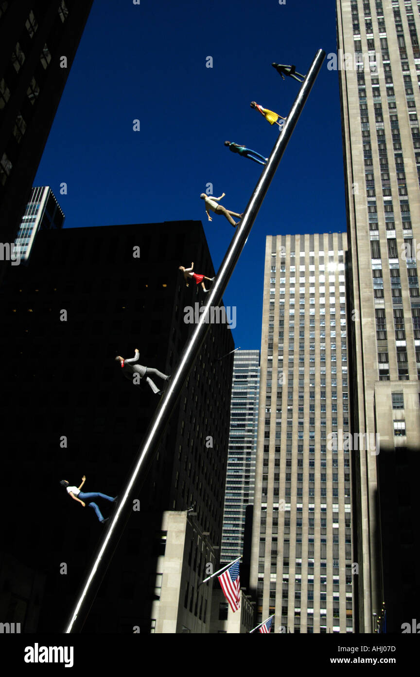 Walking to the Sky sculpture by Jonathan Borofsky Rockefeller Center ...