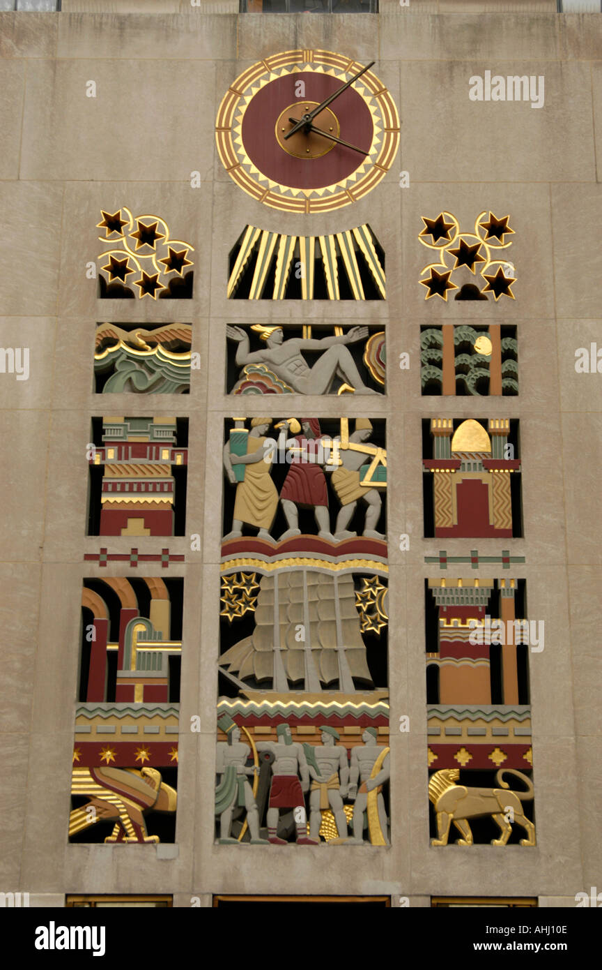 Art Deco facade of one of the Rockefeller Center buildings, New York ...