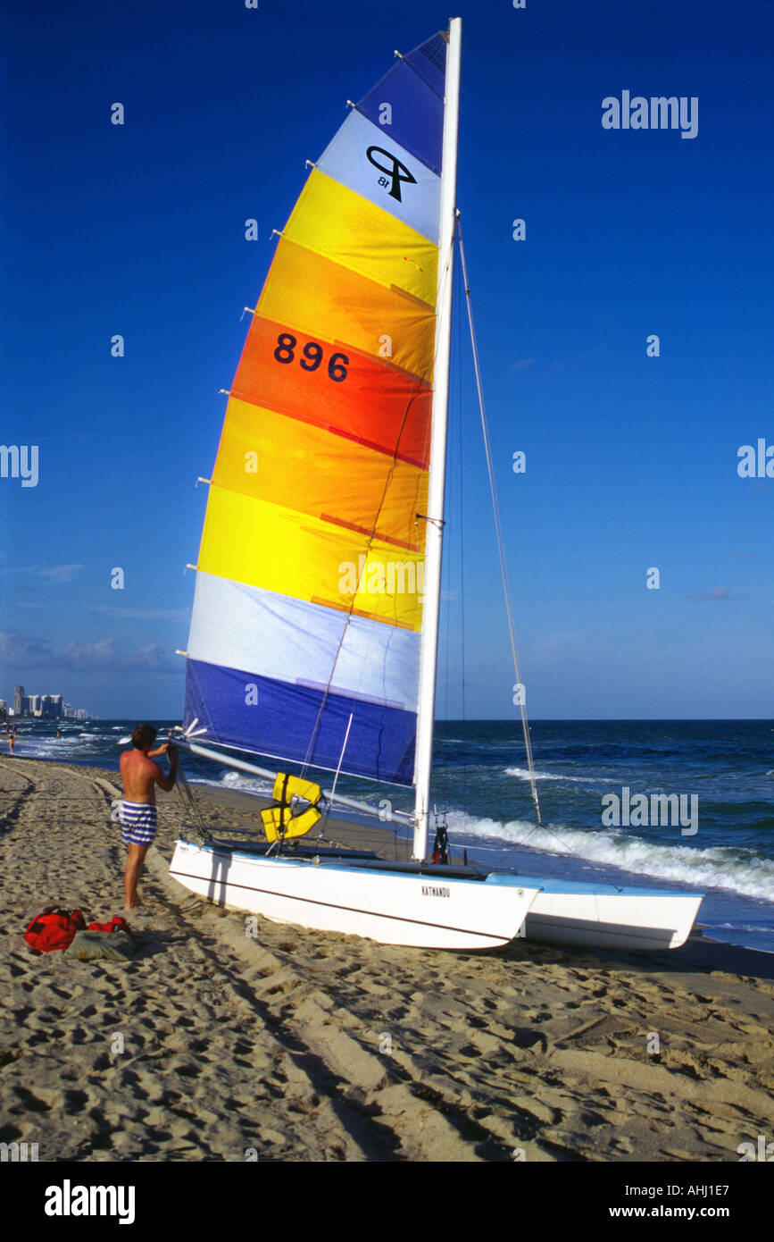 Beached Catamaran Florida Stock Photo - Alamy