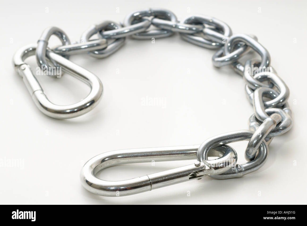 Strong chain and two carabiners Stock Photo - Alamy