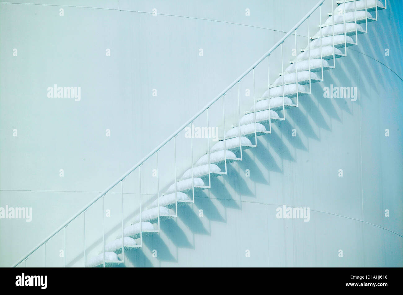 Ladder on side of large fuel tank Seward Alaska Stock Photo - Alamy