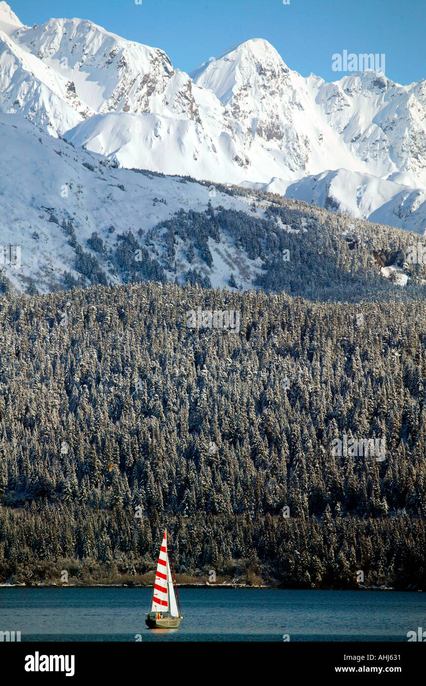 Sailboating in Winter on Resurrection Bay Seward Alaska Stock Photo - Alamy