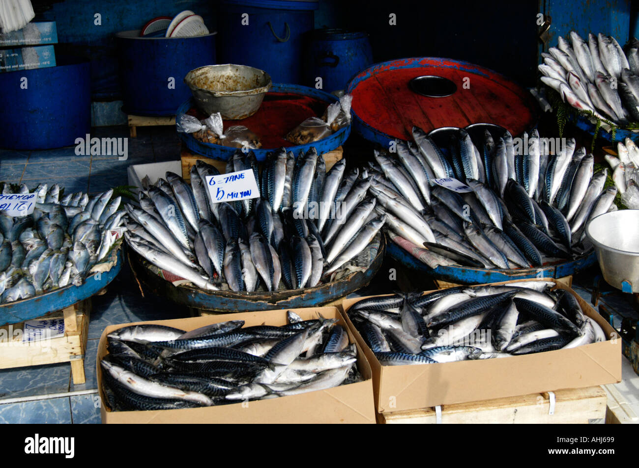 Fish on street market stall Stock Photo - Alamy