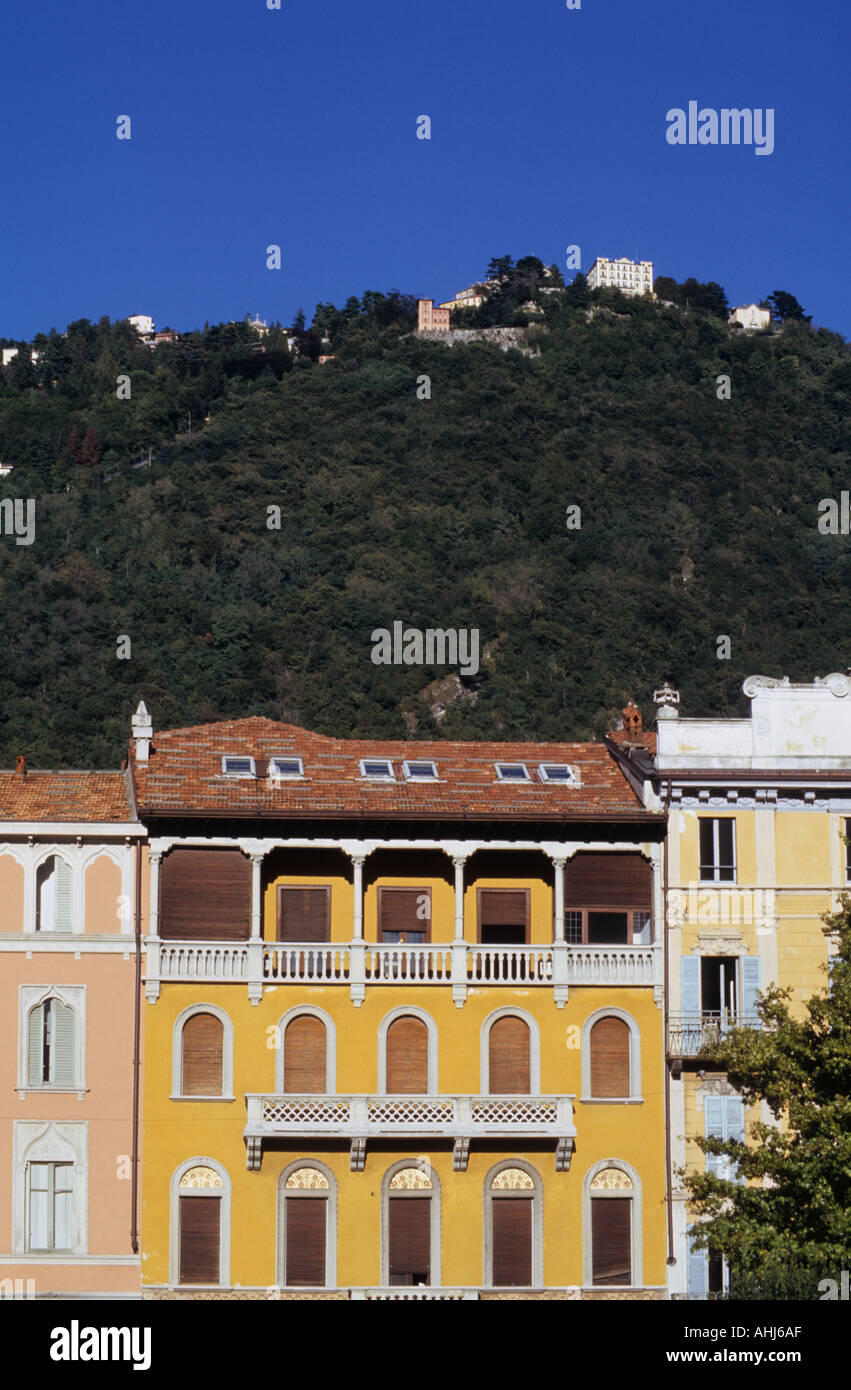 houses in piazza cavour by the lake of como como lombardy italy Stock ...