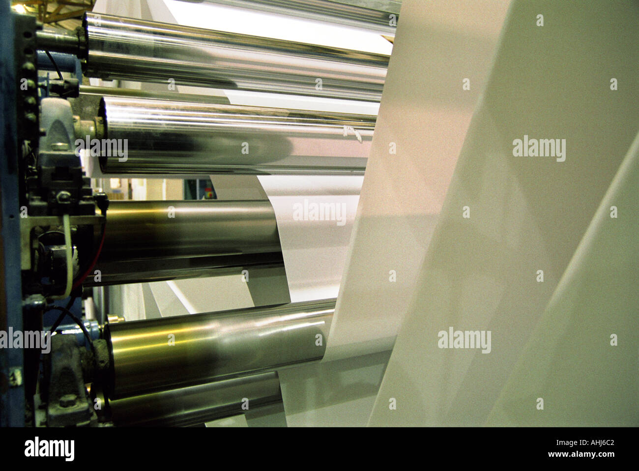 Paper passing through machines Smurfit paper factory Snodland, England ...