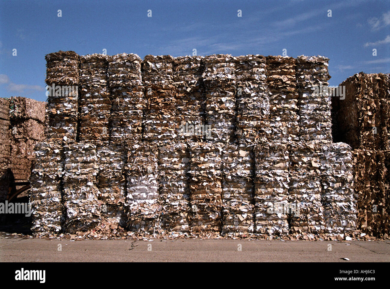 Used card and paper stacks for recycling Smurfit paper factory ...
