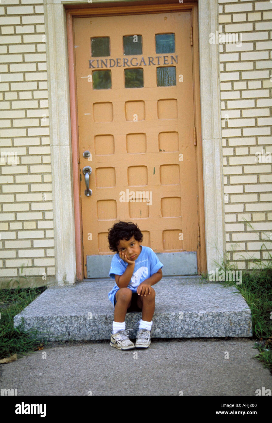 Grade school boy on school steps St Paul Minnesota Stock Photo - Alamy