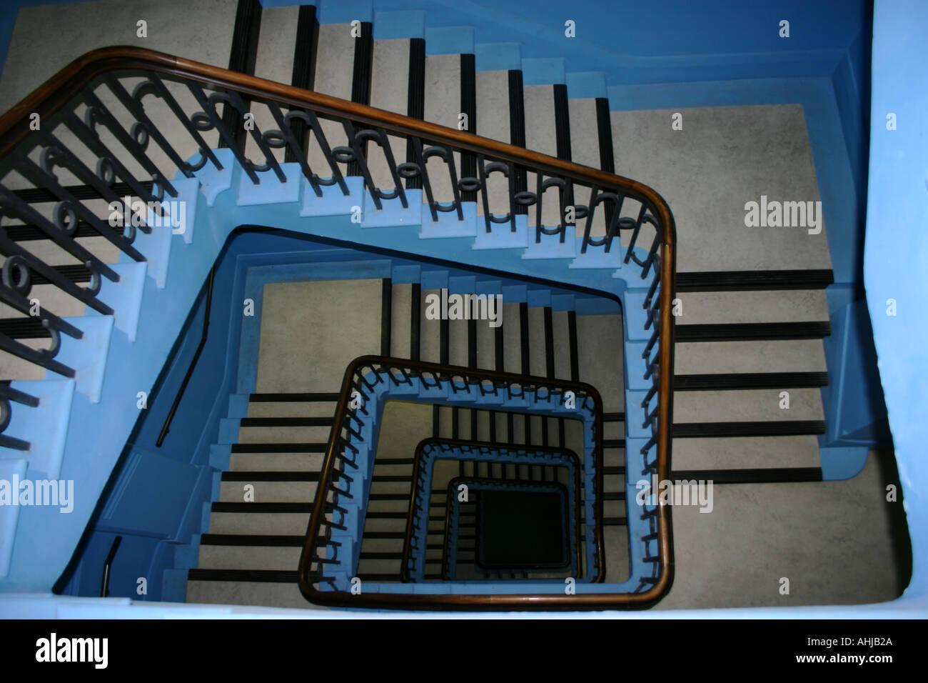 Art deco staircase in renovated warehouse building now flats in ...