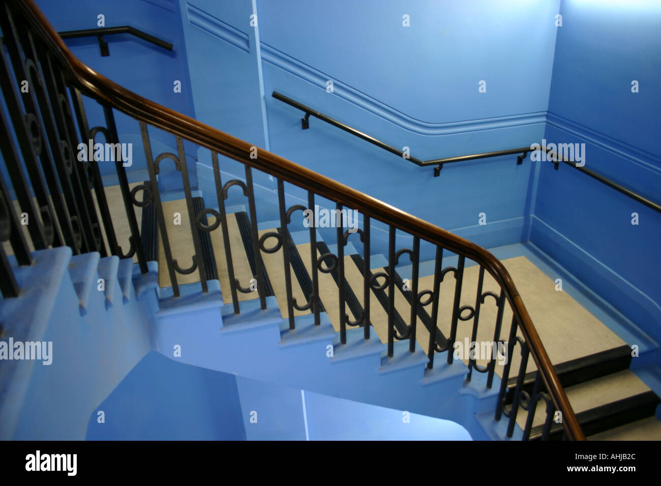 Art deco staircase in renovated warehouse building now flats in ...