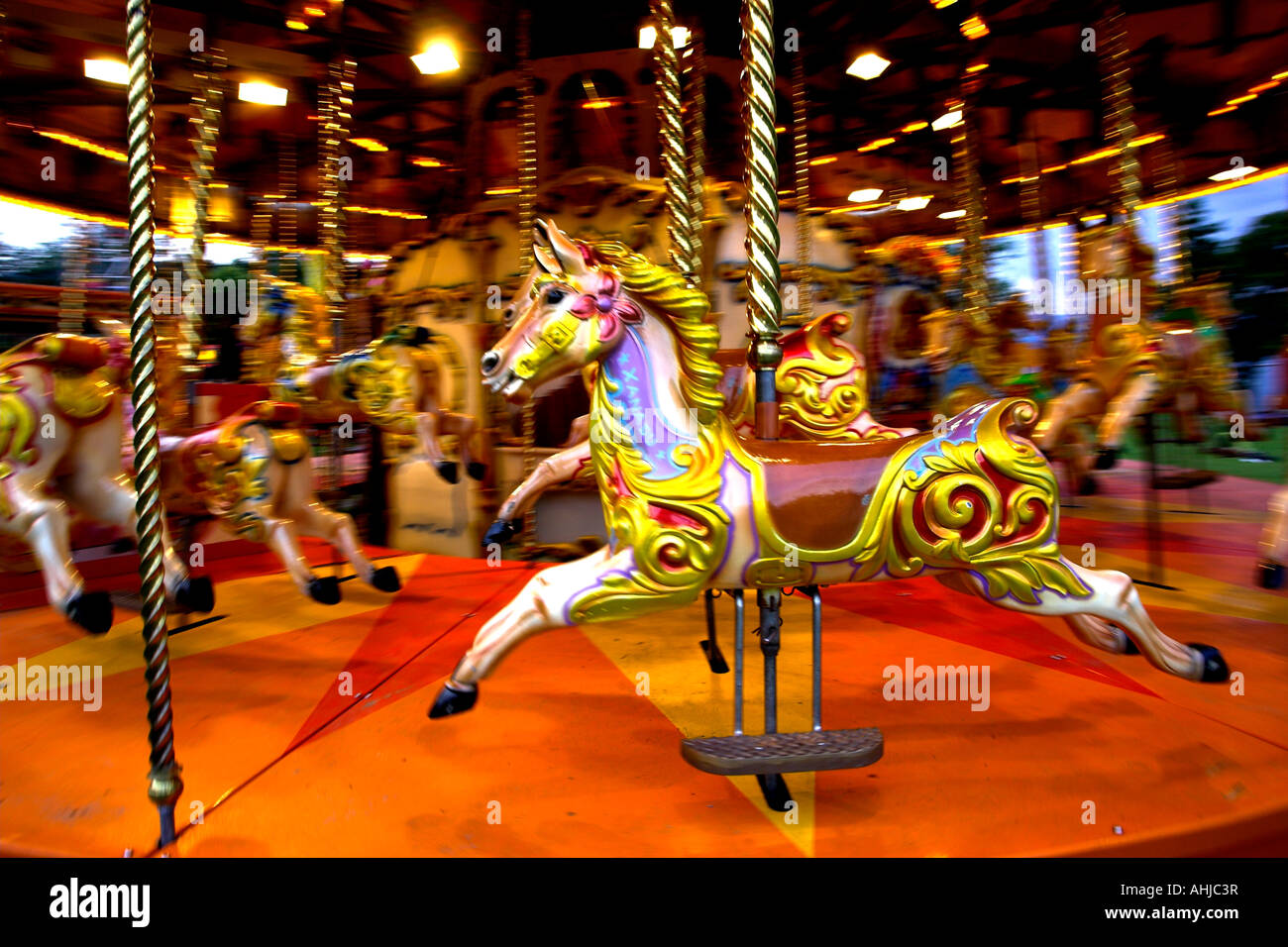 British carousel roundabout funfair fun fair great britain ride ground ...