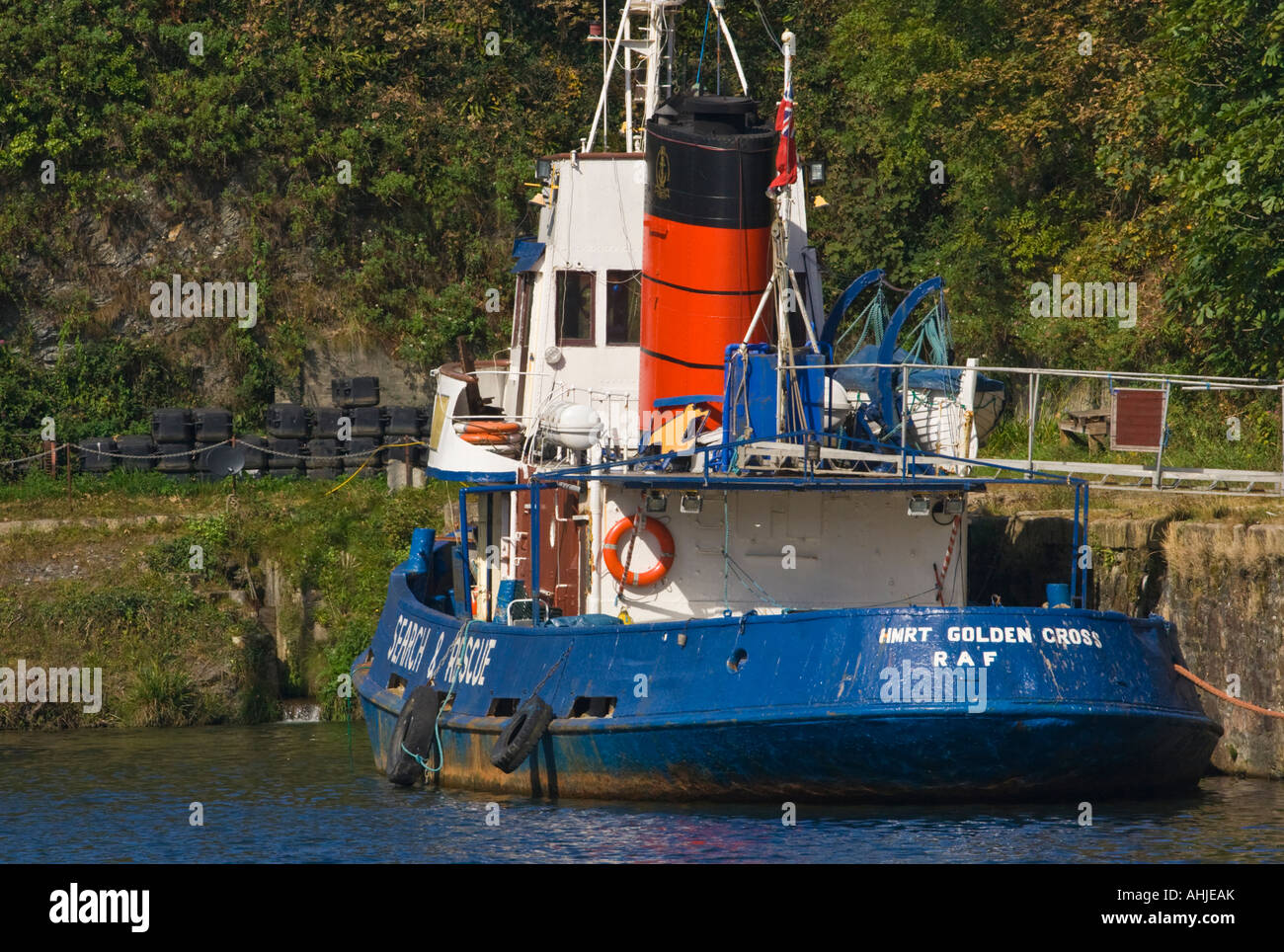 Tugboat in the harbour at Charlestown Cornwall England UK Stock Photo ...