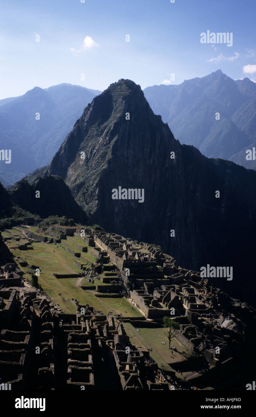 Classic view of the ruined 'Lost City of the Incas' with the Wayna ...