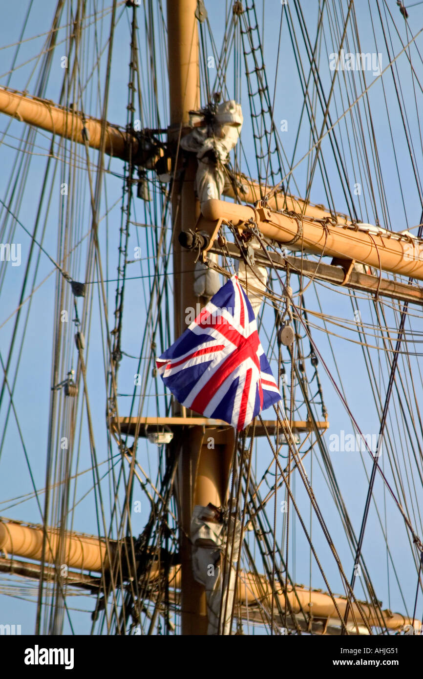 British ensign detail on tall ship mast with rigging - Upix Photography ...