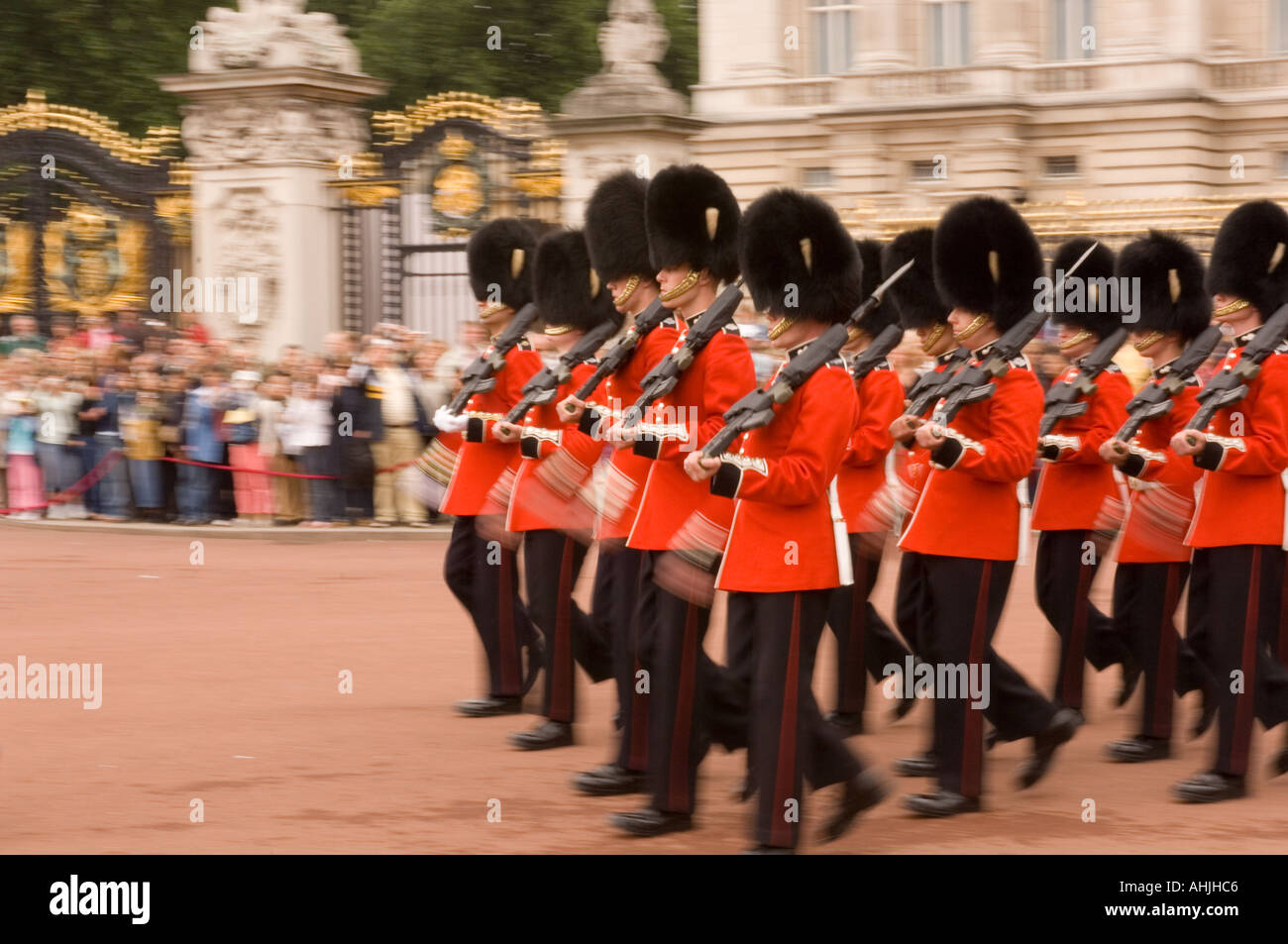 The Royal Guard parading during the changing of the Guard at Buckingham ...