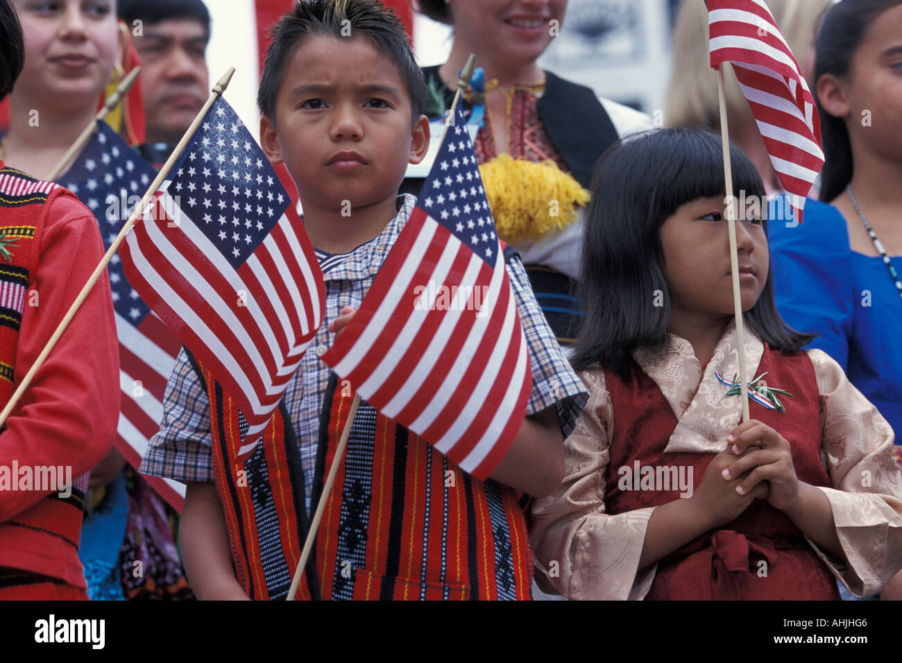 American immigrants flags hi-res stock photography and images - Alamy