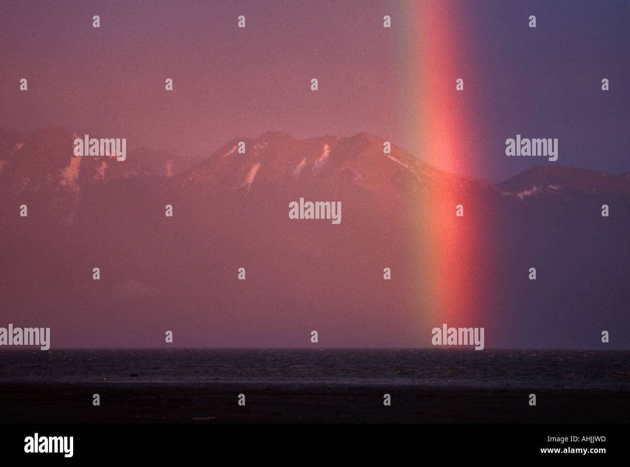 USA Alaska Rainbow amid clearing storm over Turnagain Arm in Chugach ...