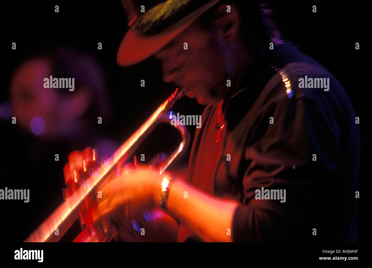 USA Washington Seattle Blurred images of jazz musician Chuck Mangione ...