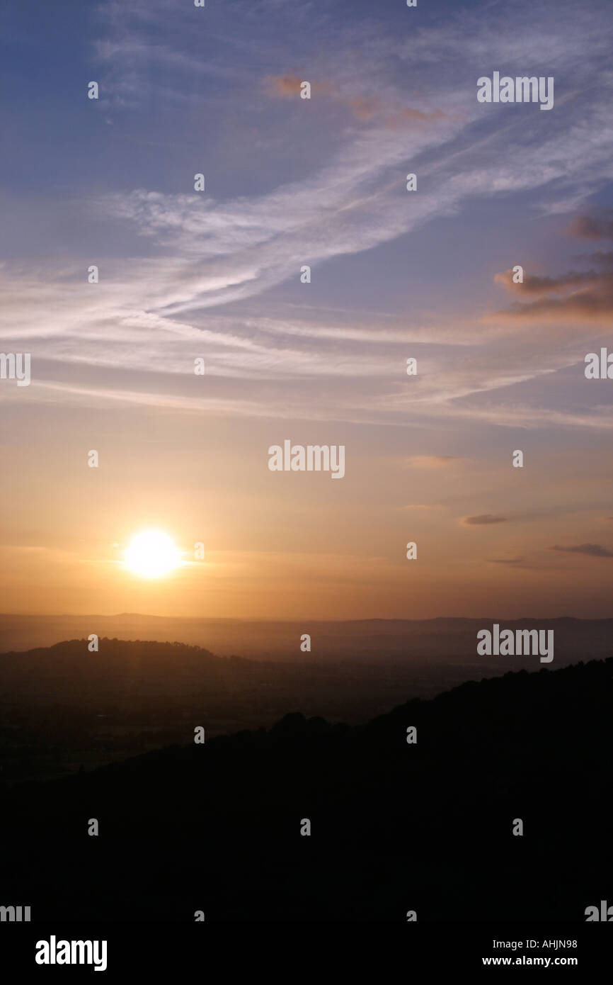 Sunset over Birdlip Hill Near Cheltenham England 2005 Stock Photo - Alamy