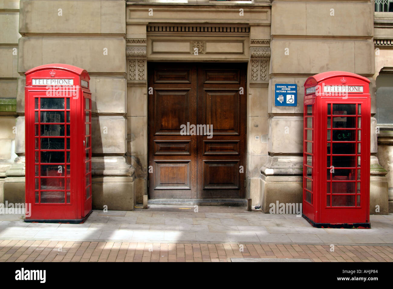 Red phone boxes Birmingham City Centre England Summer 2005 Stock Photo ...