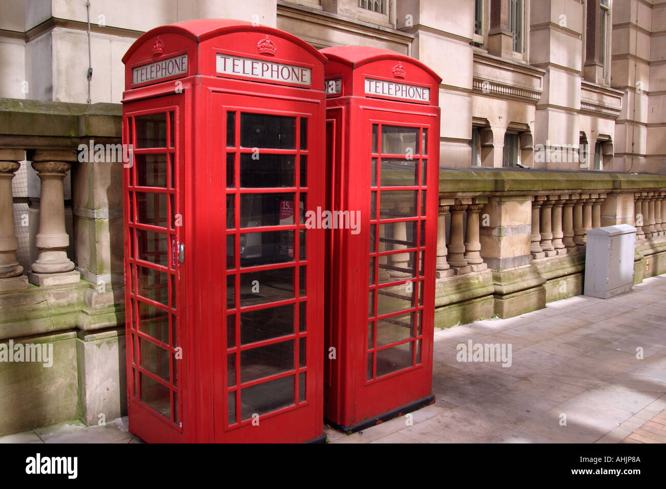 Red phone boxes Birmingham City Centre England Summer 2005 Stock Photo ...