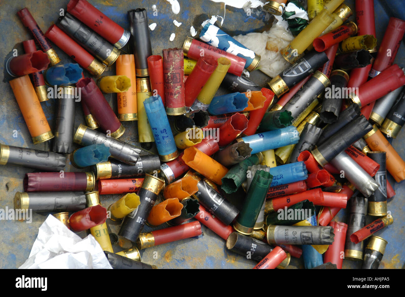 P26 131 Shooting Range, Spent Shotgun Shells In Garbage Stock Photo - Alamy