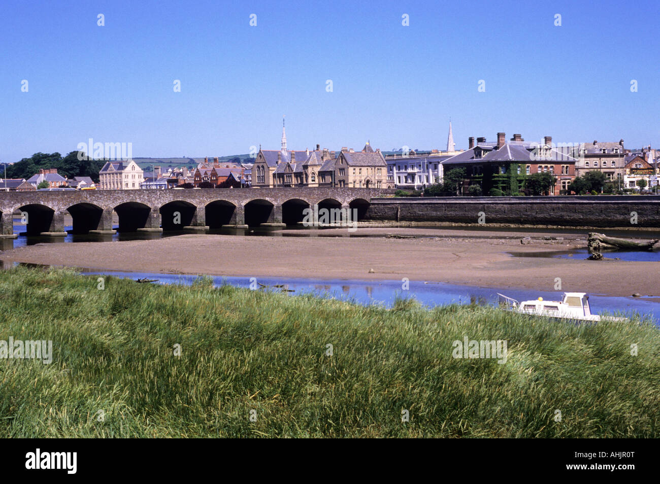 Barnstaple Devon 13th century Long Bridge River Taw England UK medieval ...