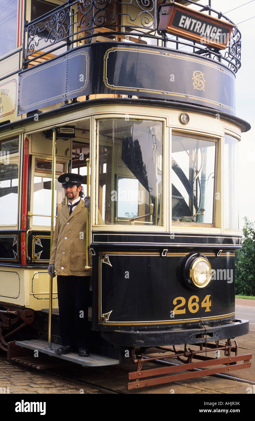 Beamish open air museum County Durham vintage tram Stock Photo - Alamy