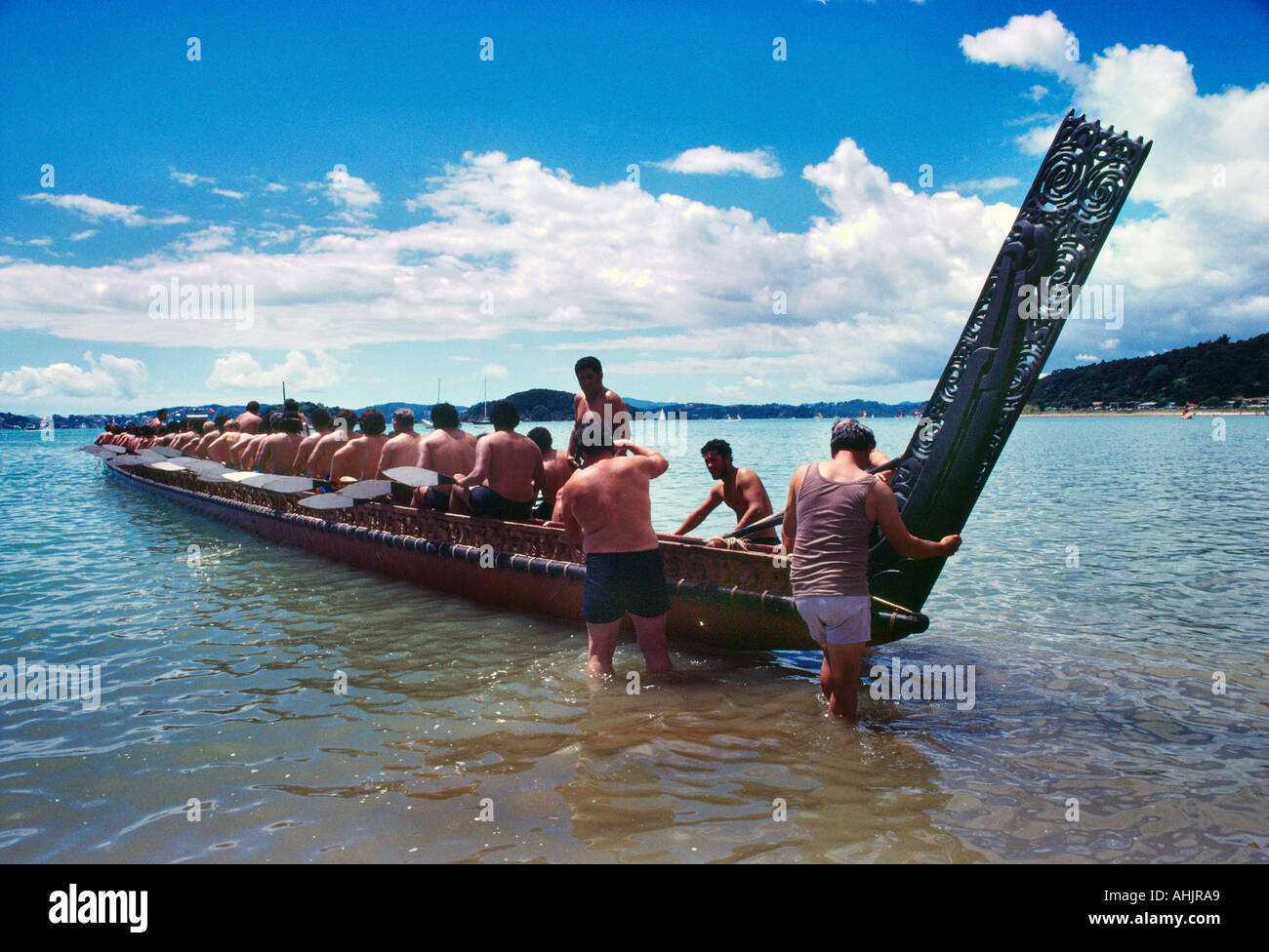 Waitangi New Zealand Maori Canoe Stock Photo, Royalty Free Image ...