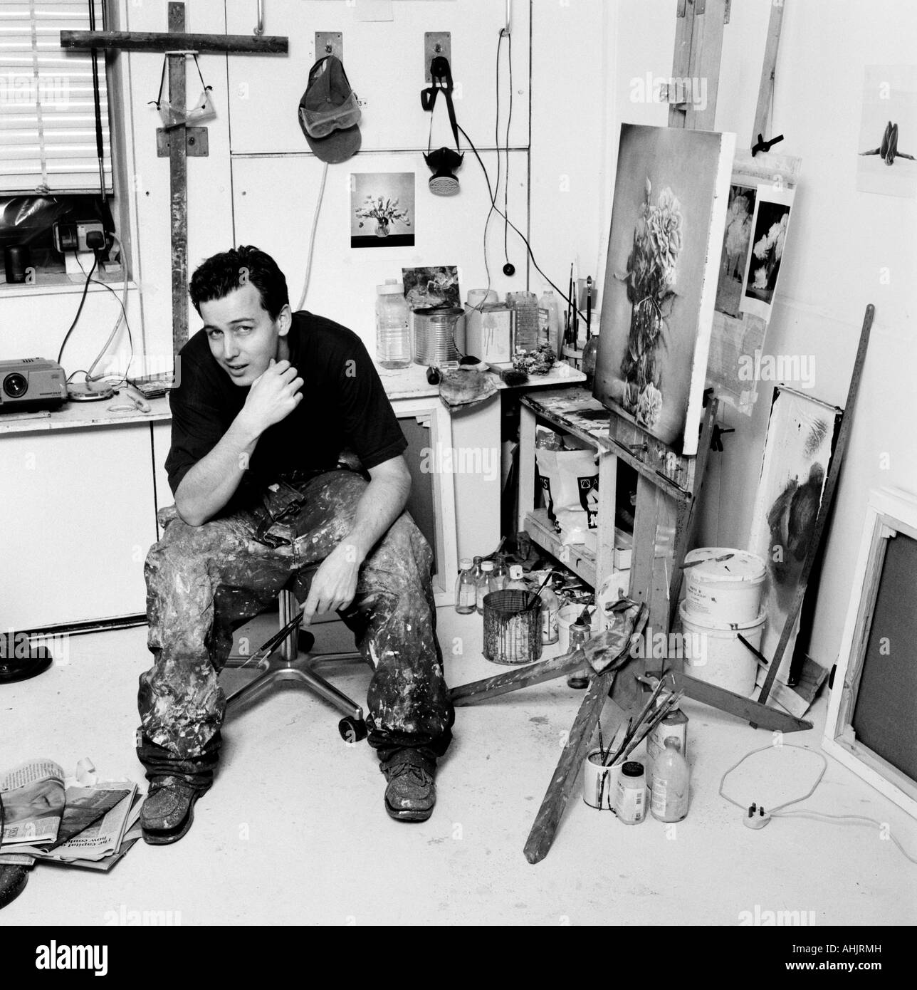 Will Ayres, artist in his studio in Fulham London Stock Photo - Alamy