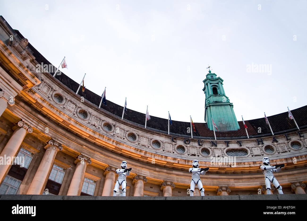 County Hall guarded, London Stock Photo - Alamy