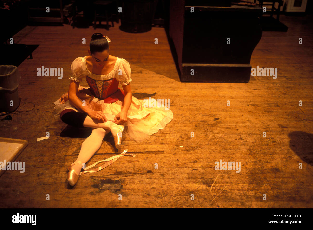 USA Washington Seattle Ballerina warms up offstage during Pacific ...