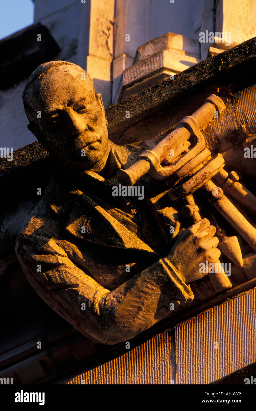 USA Washington Seattle Sculpture on classroom building exterior at ...