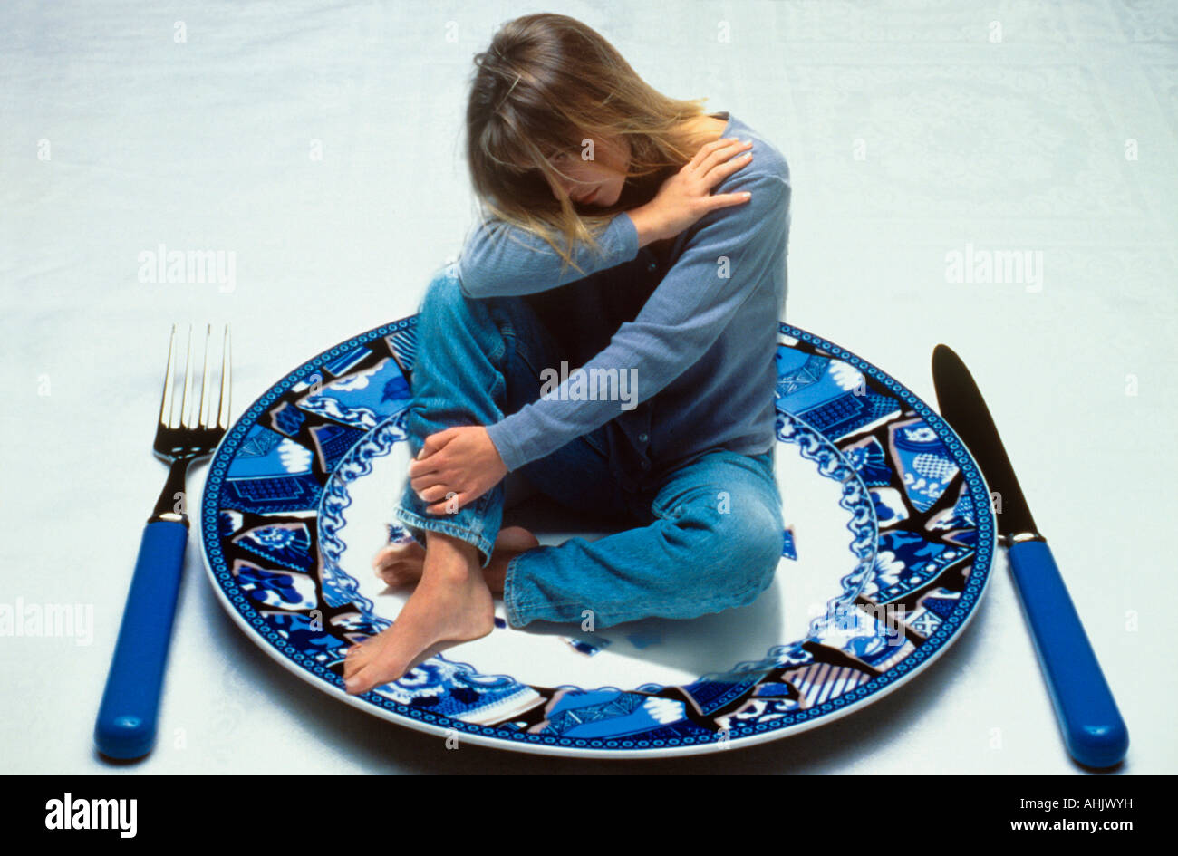 digital enhancement portrait of teenage girl refusing food symbolism ...