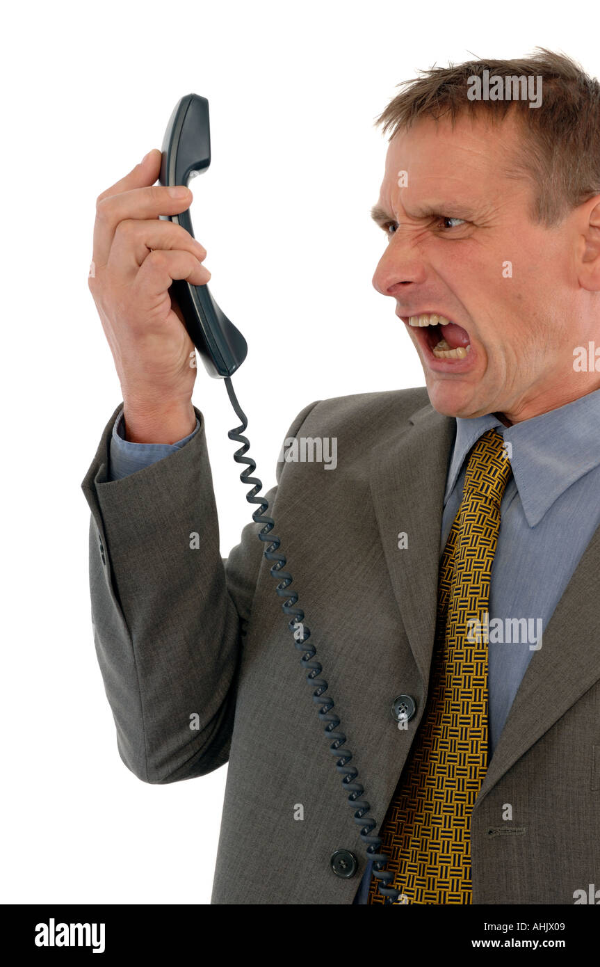 Shouting down phone hi-res stock photography and images - Alamy