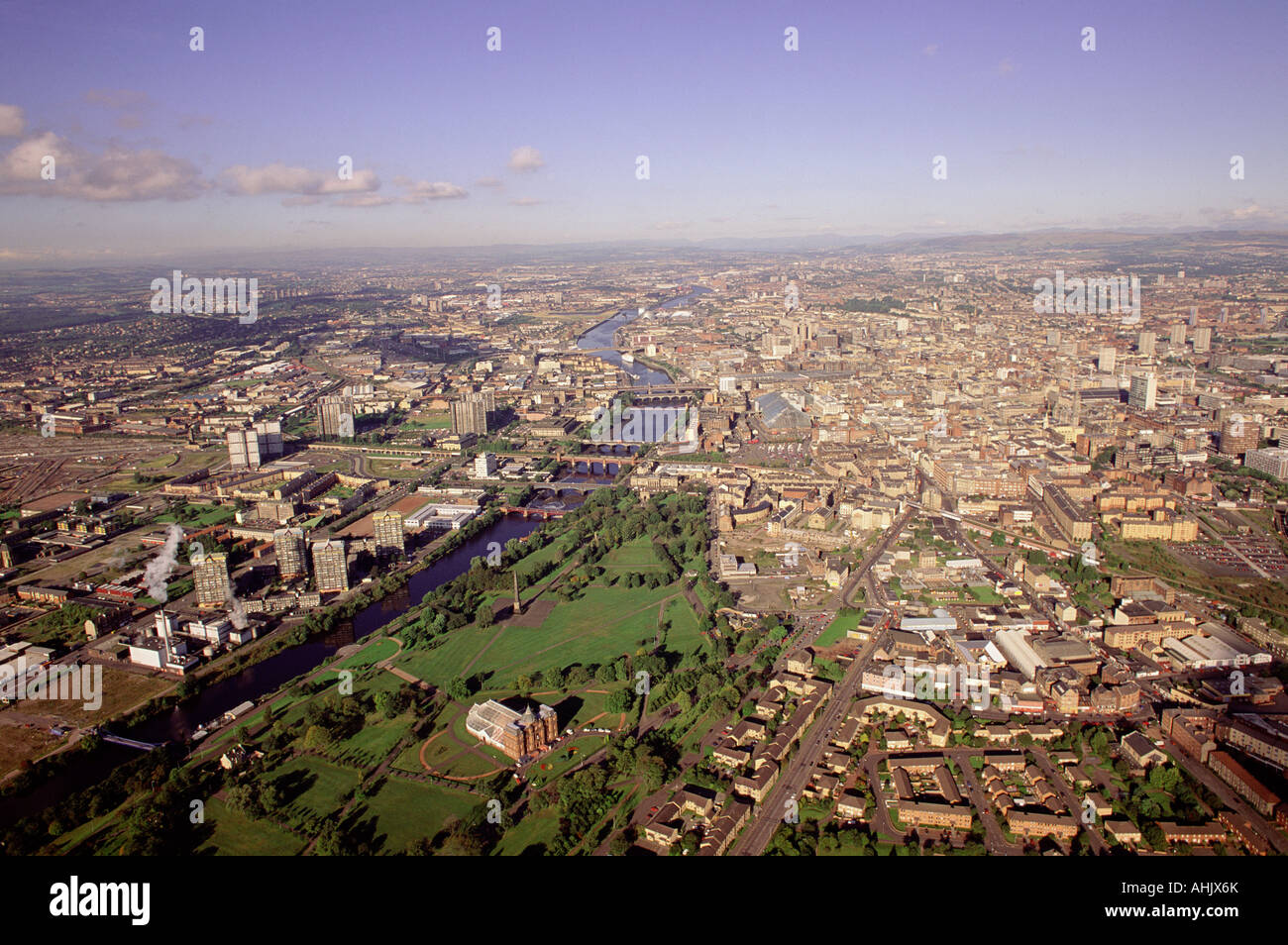 Aerial view glasgow scotland scottish city cityscape hi-res stock ...