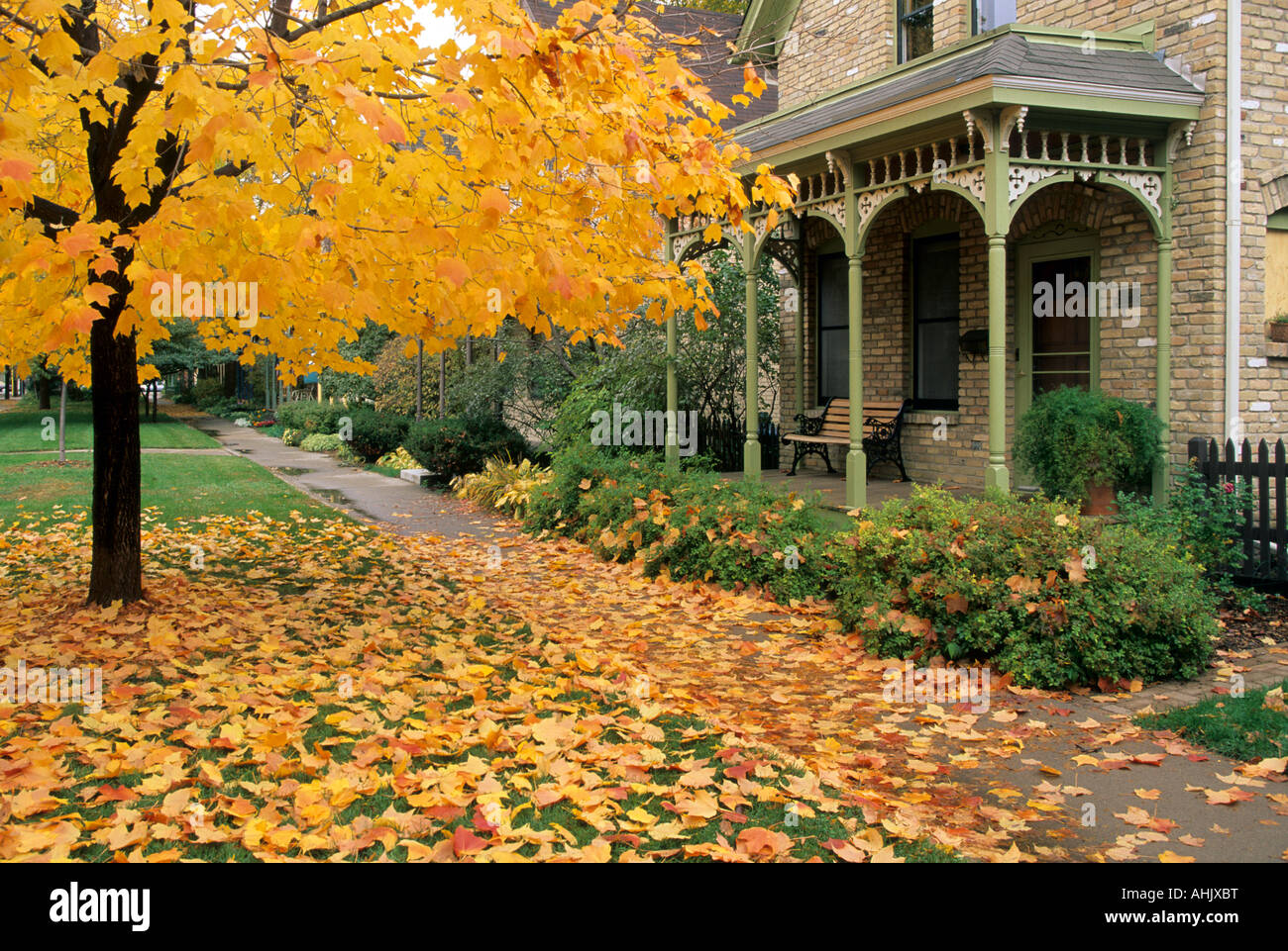 FALL COLORS IN HISTORIC MILWAUKEE AVENUE IN MINNEAPOLIS, MINNESOTA, U.S ...
