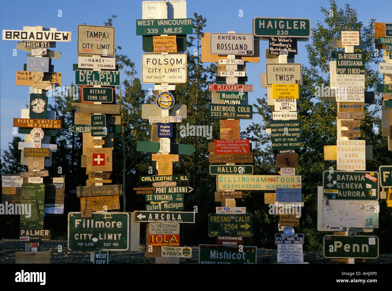 Canada Yukon Territory Watson Lake Hundreds of road signs hang along ...