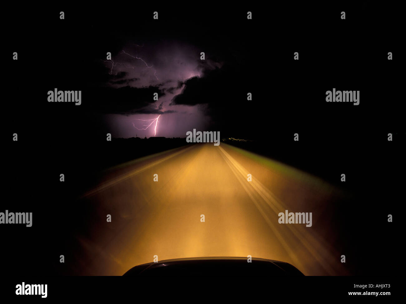 USA Nebraska Scotts Bluff Lightning from massive cumulonimbus ...