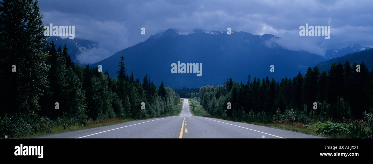 Canada British Columbia Highway 19 passes through forest covered ...