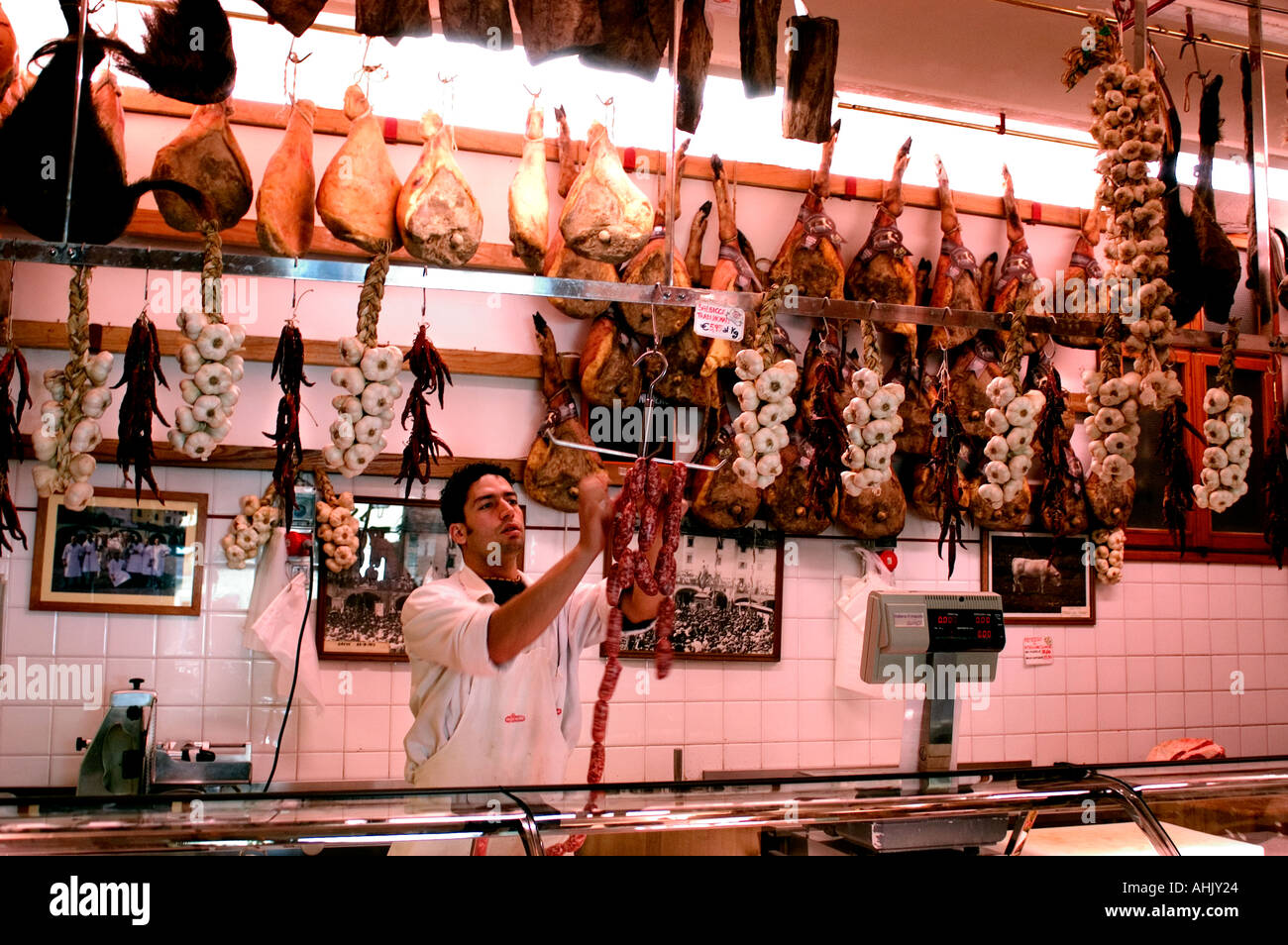 Tuscany Italy Italian cured Ham Parma Butcher shop Stock Photo - Alamy