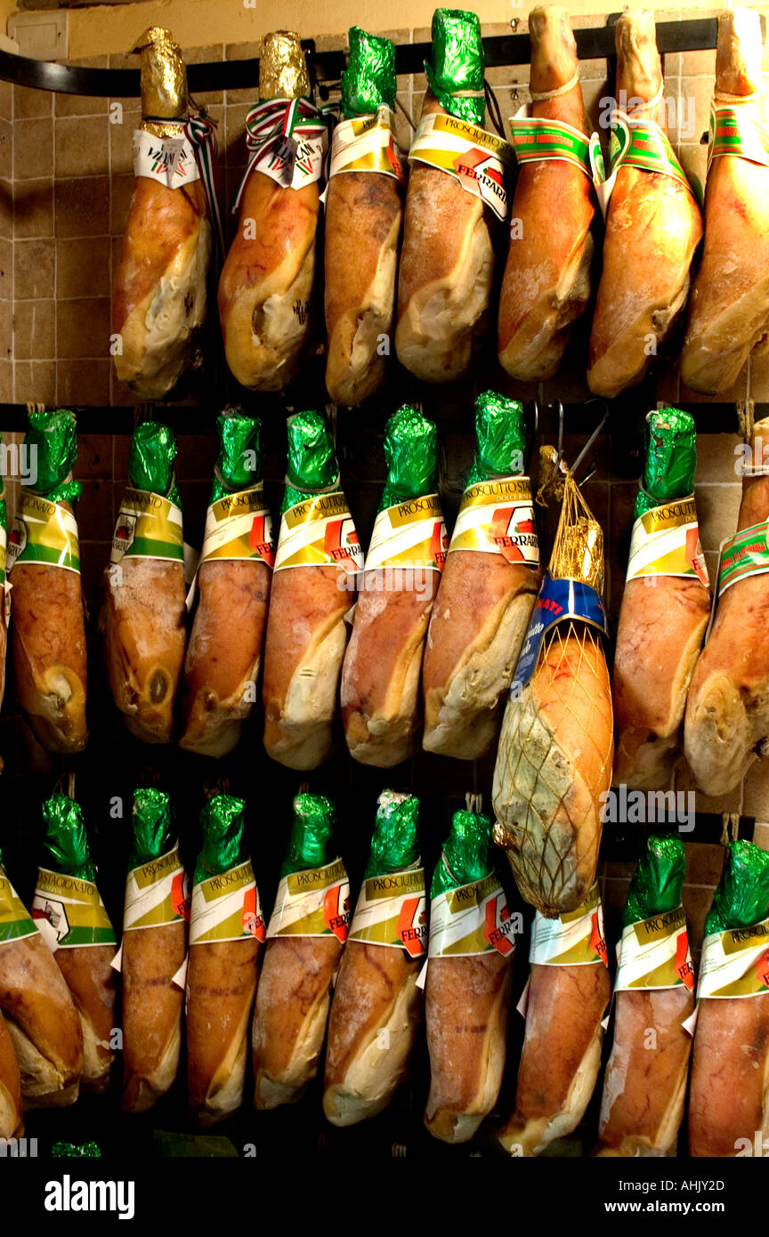 Tuscany Italy Italian cured Ham Parma Butcher shop Stock Photo - Alamy