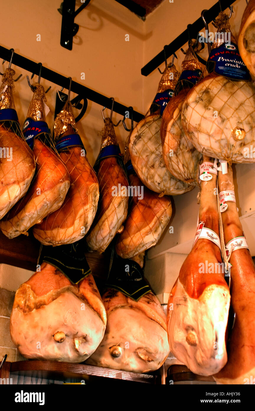 Tuscany Italy Italian cured Ham Parma Butcher shop Stock Photo - Alamy