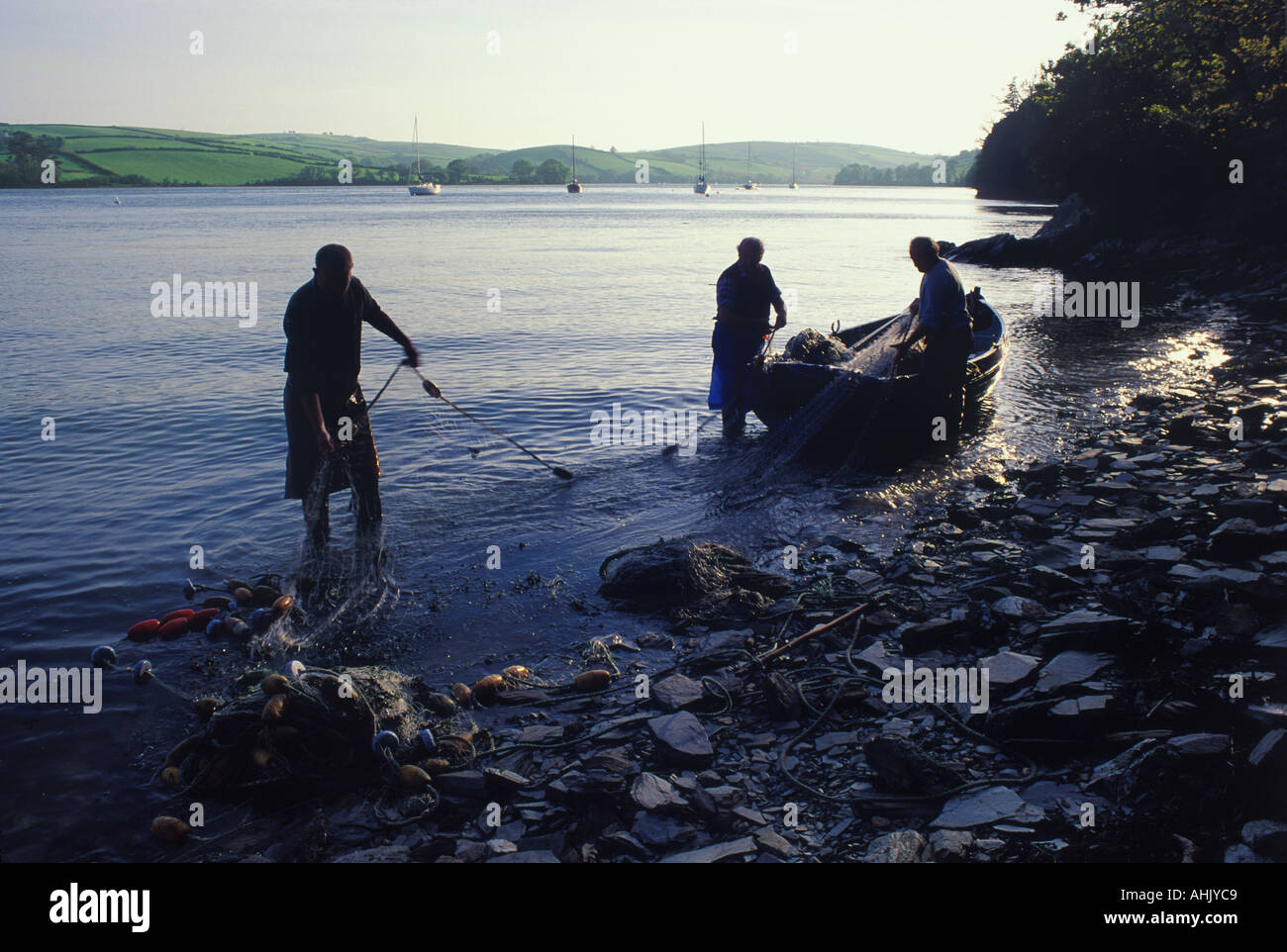 Salmon fisherman on the River Dart Devon England UK Stock Photo - Alamy