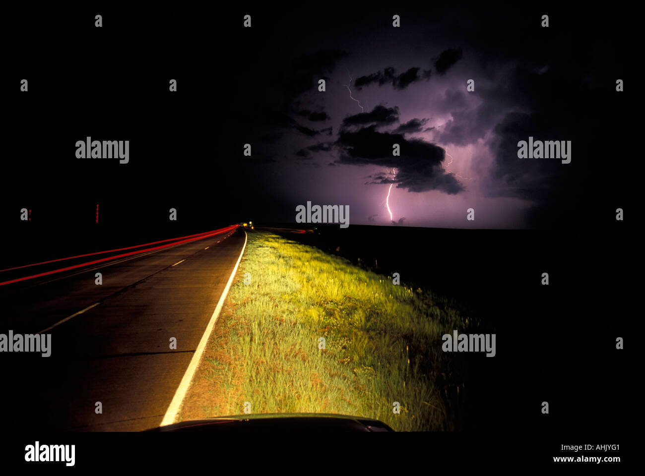 USA Nebraska Scotts Bluff Lightning from massive cumulonimbus ...
