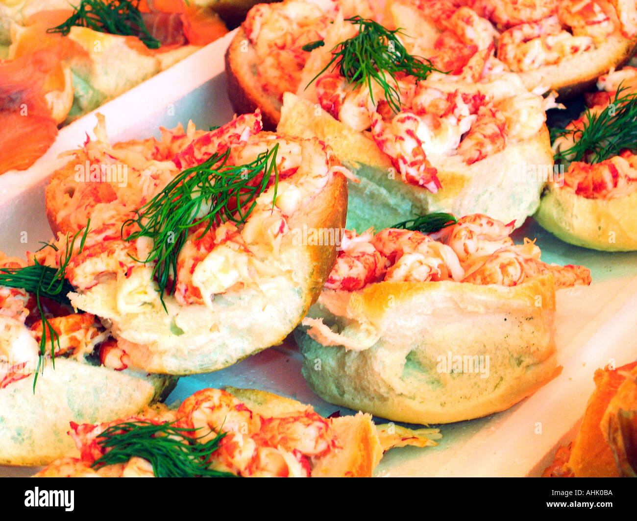 Crayfish salmon and dill sandwiches at the Bergen Fish Market at ...